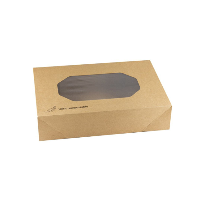 Kraft Catering box with PLA window, large